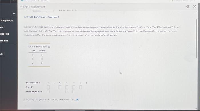 Assuming the given truth values, stotemert 2 is | Chegg.com
