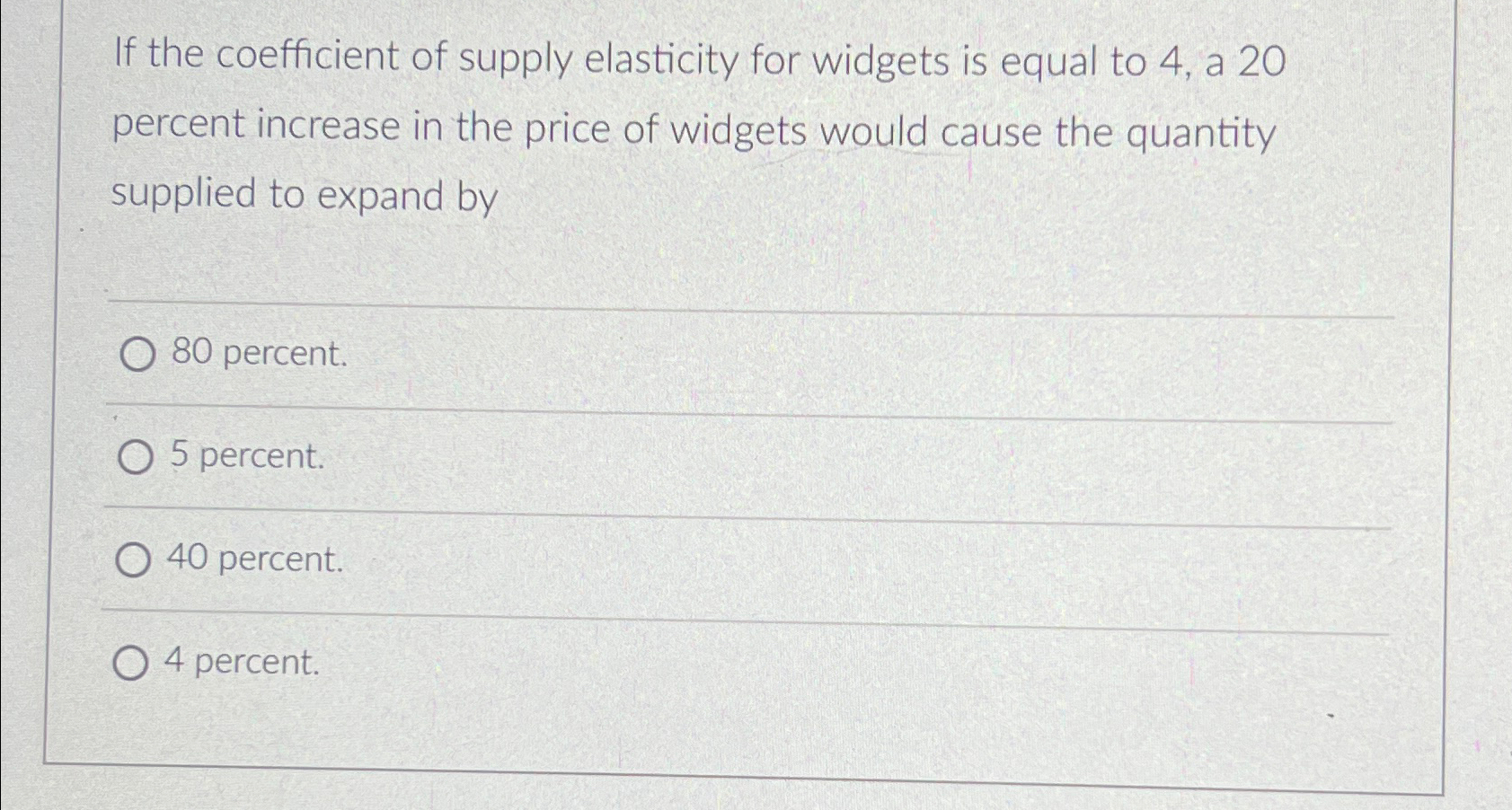 Solved If the coefficient of supply elasticity for widgets | Chegg.com