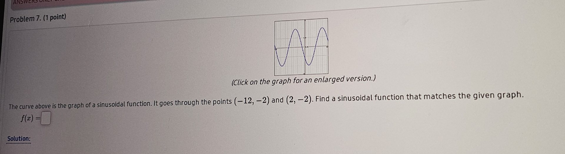 Solved Problem 7. (1 ﻿point)(Click on the graph for an | Chegg.com