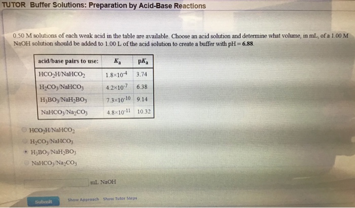Solved TUTOR Buffer Solutions: Preparation by Acid-Base | Chegg.com