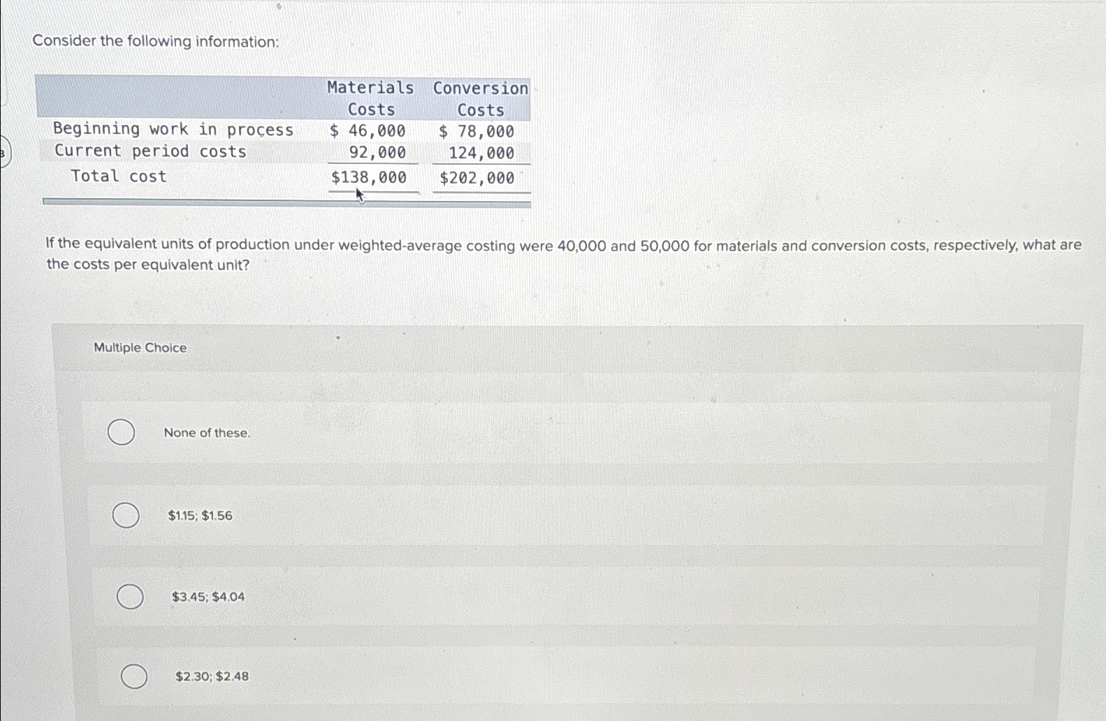 Solved Consider the following | Chegg.com