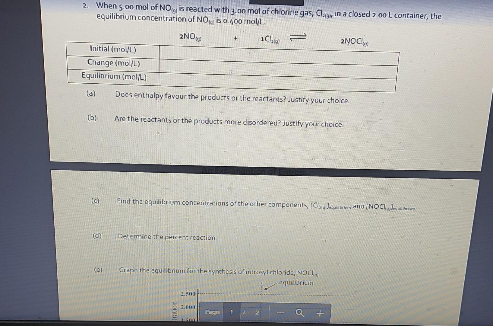 Solved Equilibrium Systems: I-C.E Tables 1. In a 1.00 L | Chegg.com