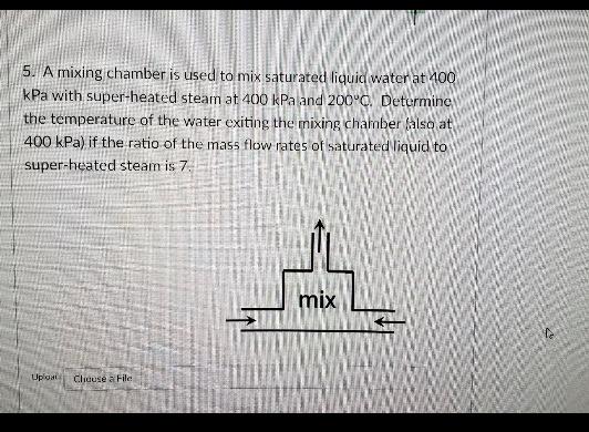 Solved 5. A mixing chamber is used to mix saturated liquid | Chegg.com