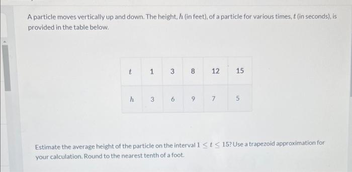 Solved A particle moves vertically up and down. The height, | Chegg.com