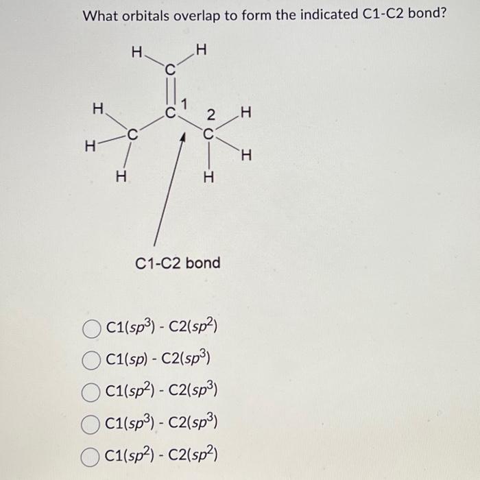 Solved What orbitals overlap to form the indicated C1-C2 | Chegg.com