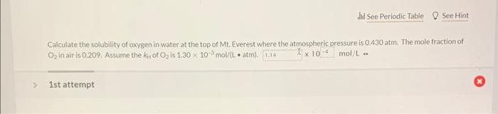 Solved Calculate the solubility of oxygen in water at the | Chegg.com