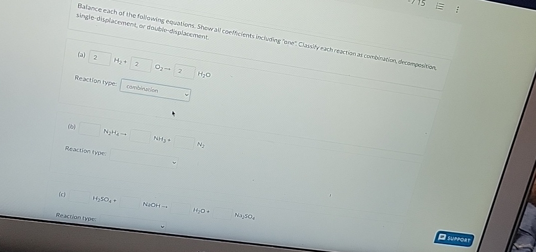 Solved Balance each of the following equations. Show all | Chegg.com