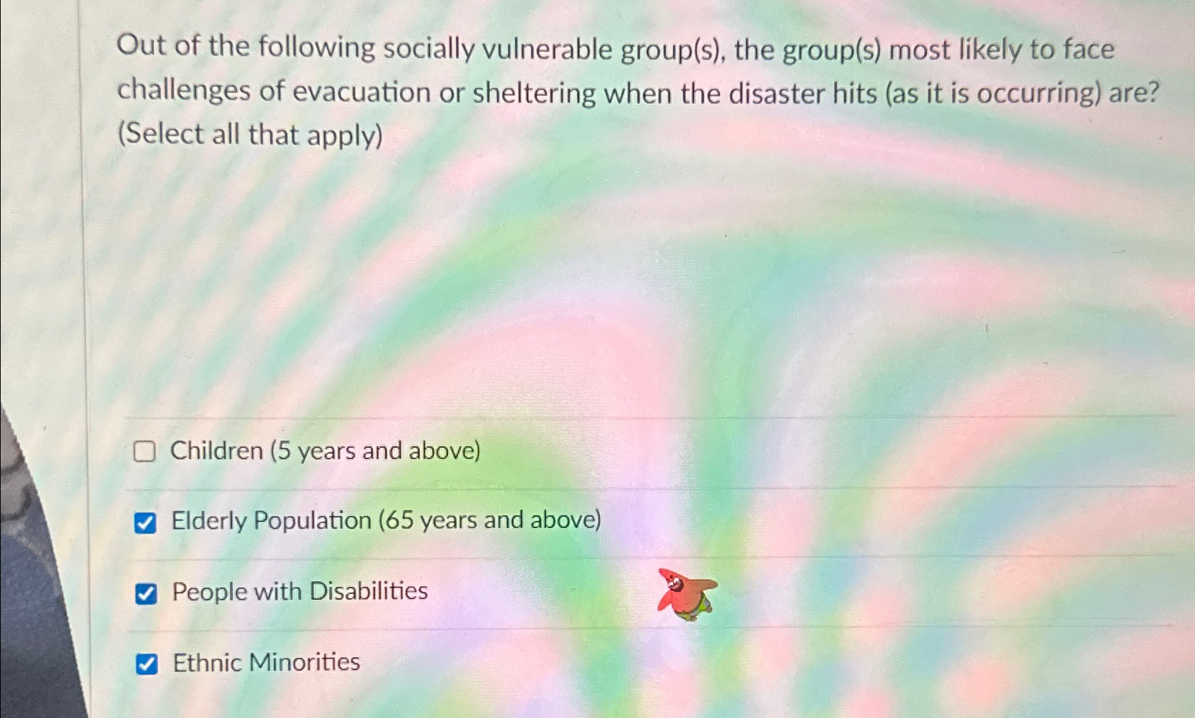 Solved Out of the following socially vulnerable group(s), | Chegg.com
