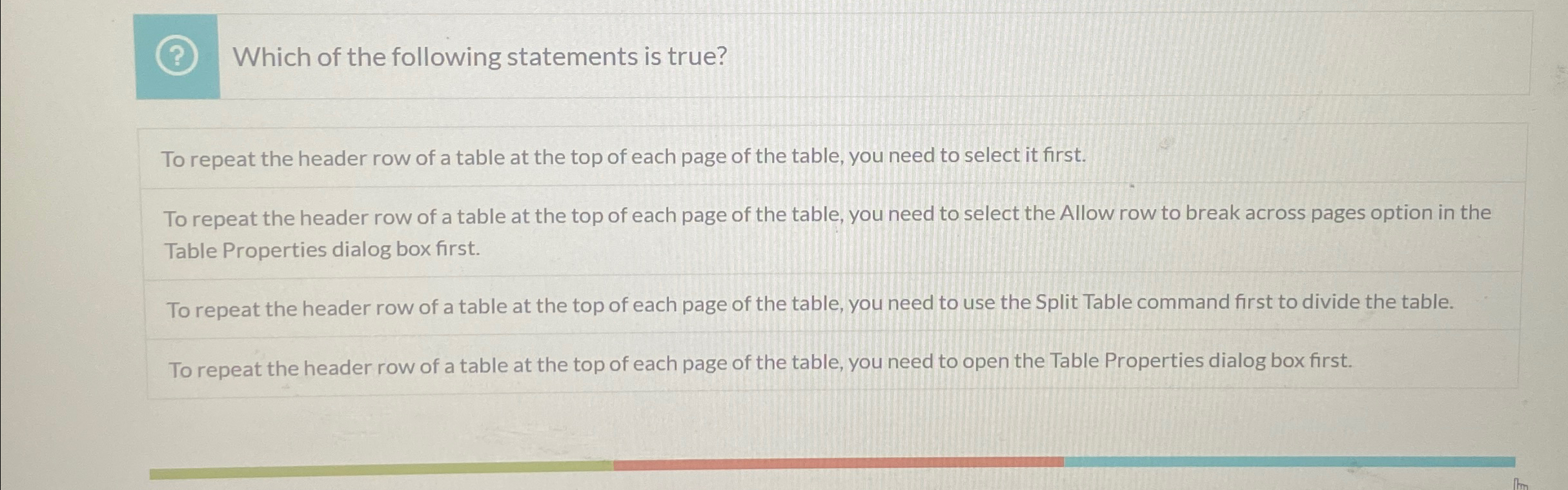 Solved Which of the following statements is true?To repeat | Chegg.com