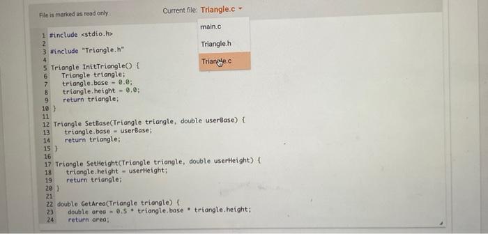 Solved 9.11 LAB: Triangle area comparison Given Triangle | Chegg.com Solved 9.11 LAB: Triangle area comparison Given Triangle | Chegg.com