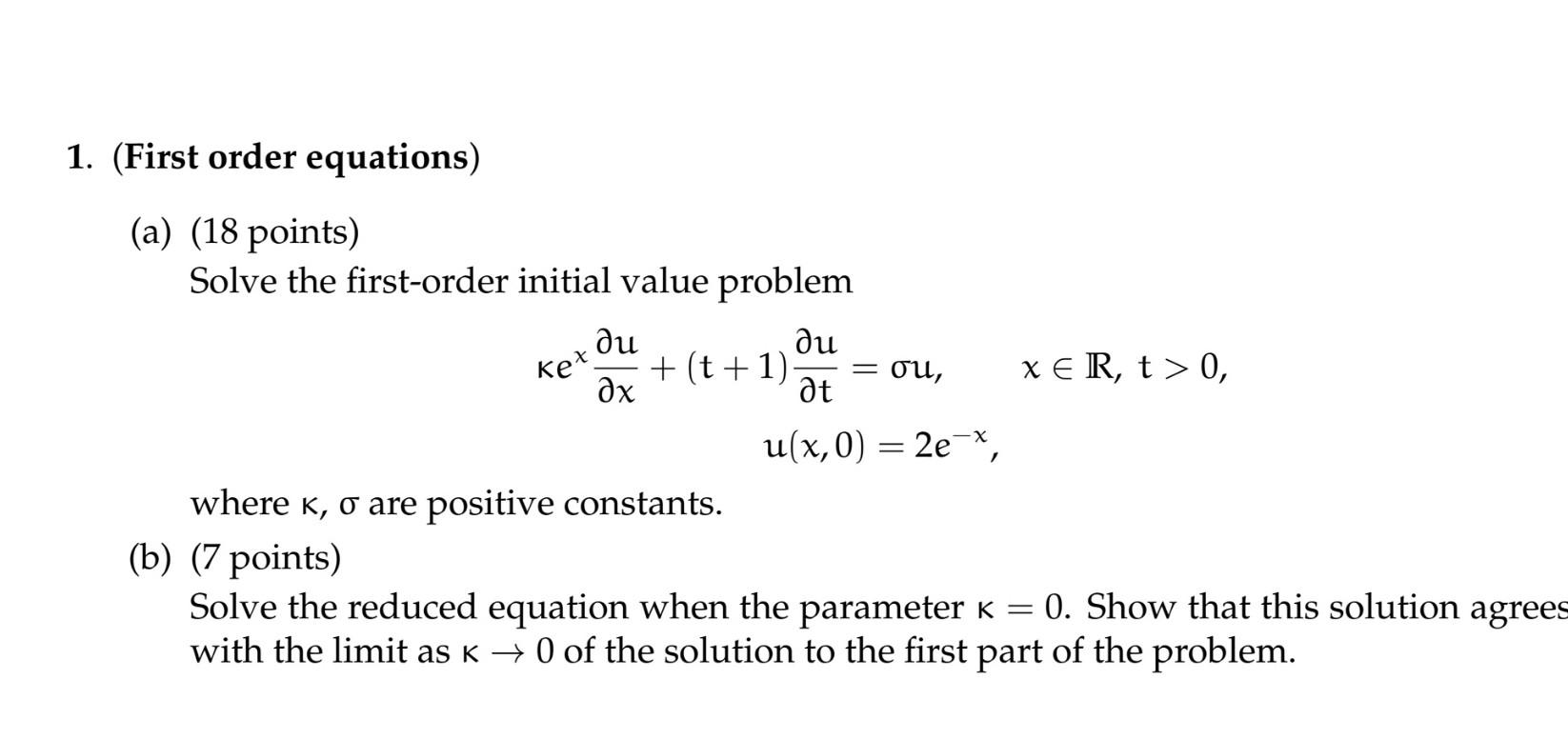 Solved 1. (First order equations) кех at Х (a) (18 points) | Chegg.com