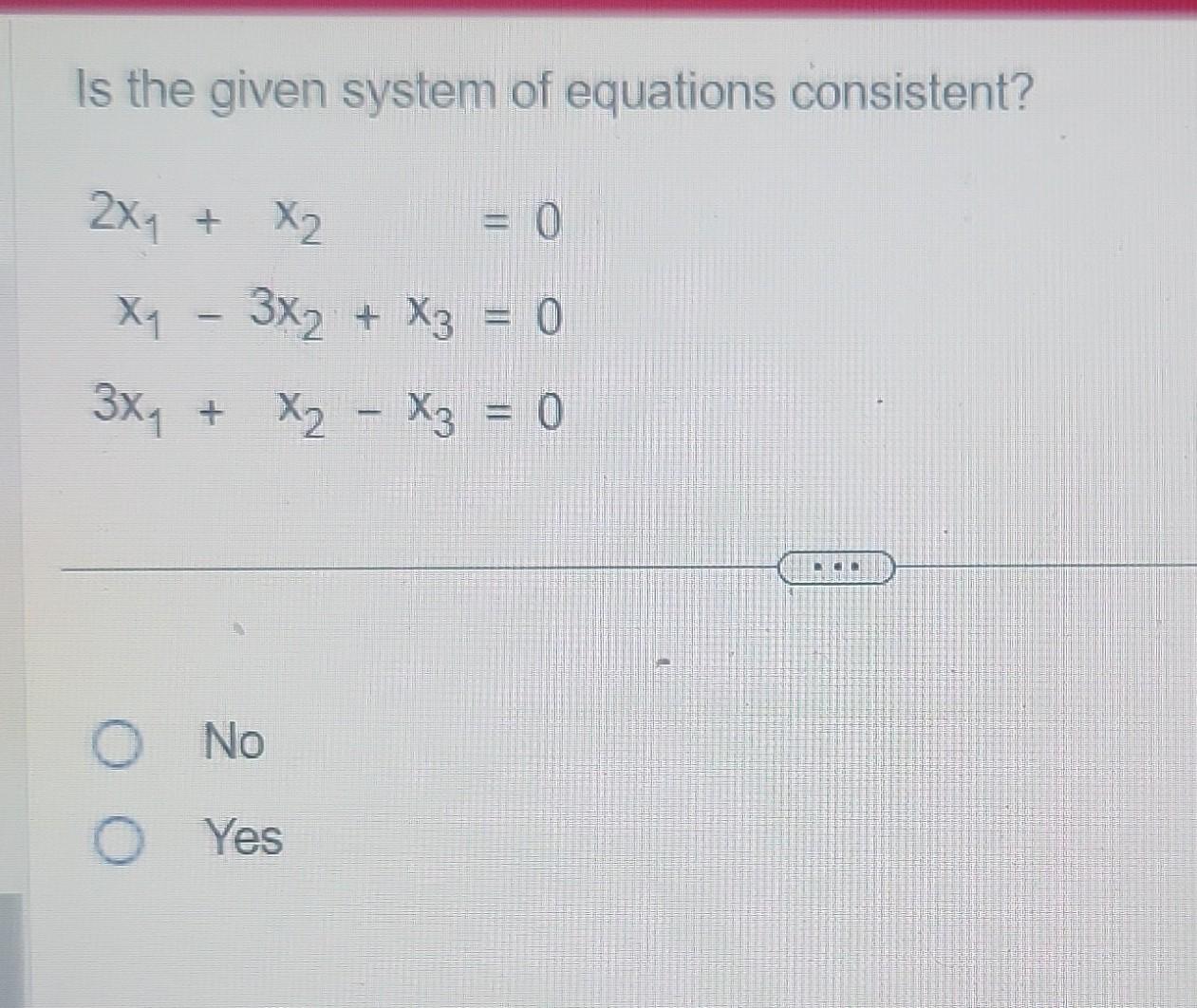 Solved Is the given system of equations consistent? | Chegg.com