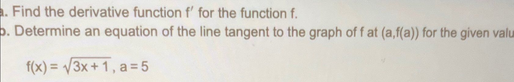 Solved Find the derivative function f' ﻿for the function | Chegg.com