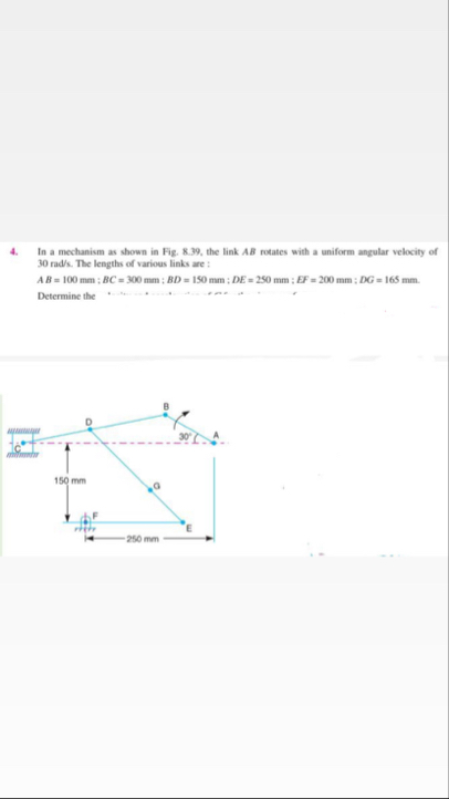 Solved In a mechanism as shown in Fig. 8.39, ﻿the link AB | Chegg.com