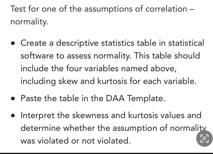 Solved Testing Assumptions Descriptive Statistics | Chegg.com