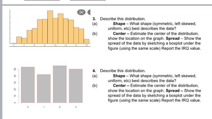 Solved 3. Describe this distribution. (a) Shape - What shape | Chegg.com