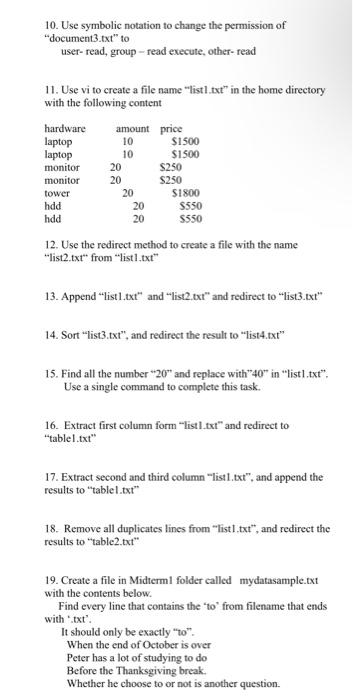 Solved 10. Use symbolic notation to change the permission of | Chegg.com