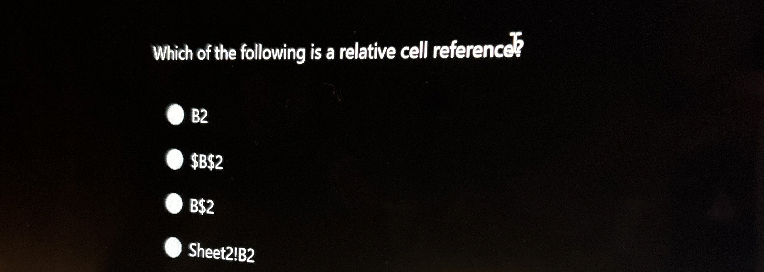 Solved Which of the following is a relative cell | Chegg.com