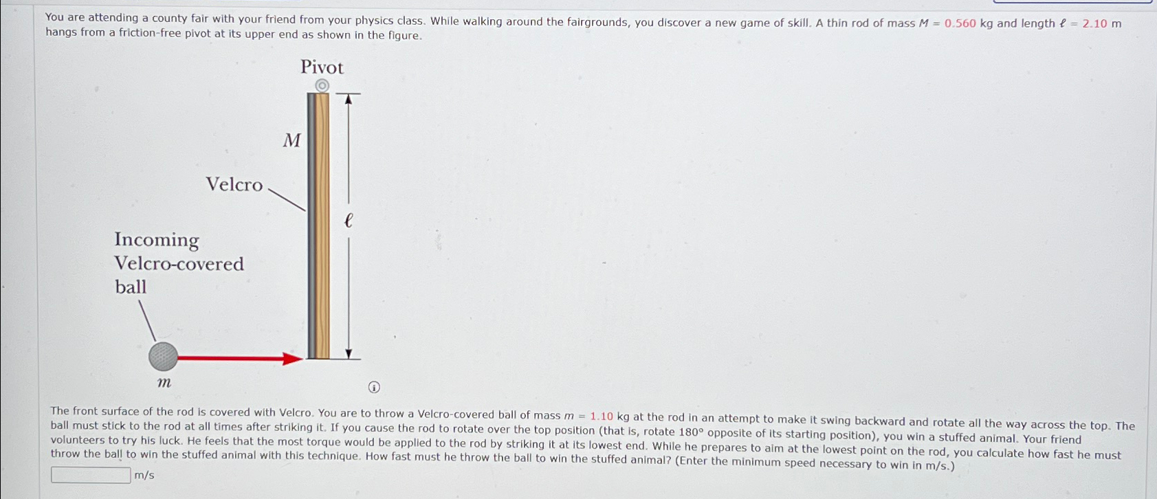 Solved hangs from a friction-free pivot at its upper end as | Chegg.com