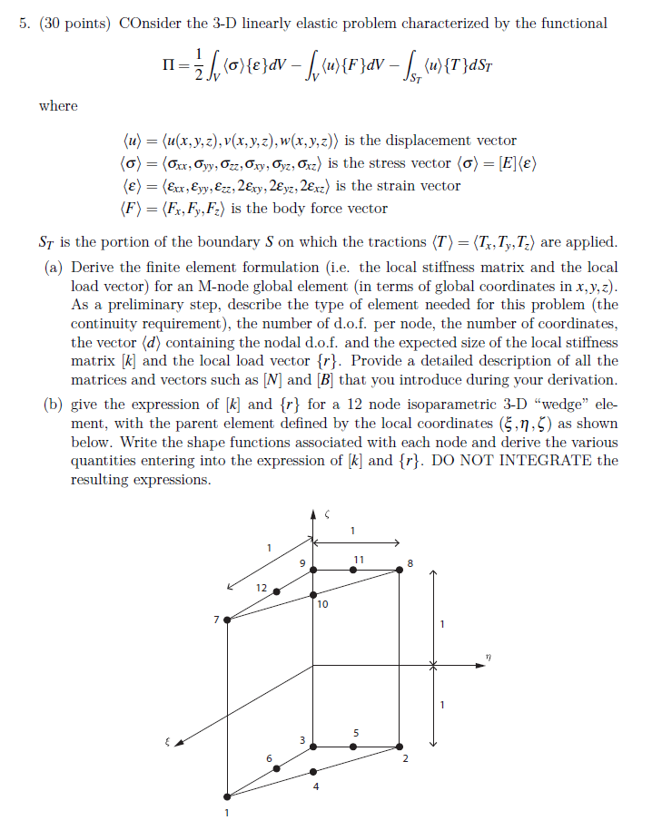 Solved (30 ﻿points) ﻿COnsider the 3-D linearly elastic | Chegg.com
