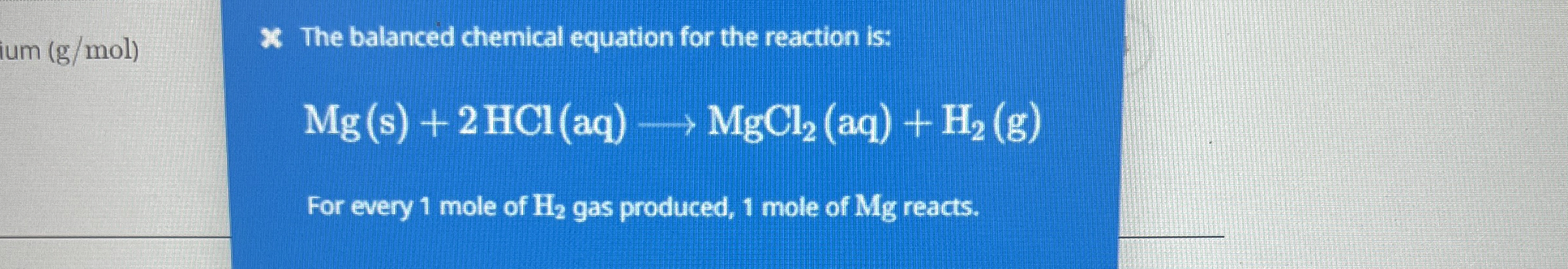Solved The balanced chemical equation for the reaction | Chegg.com