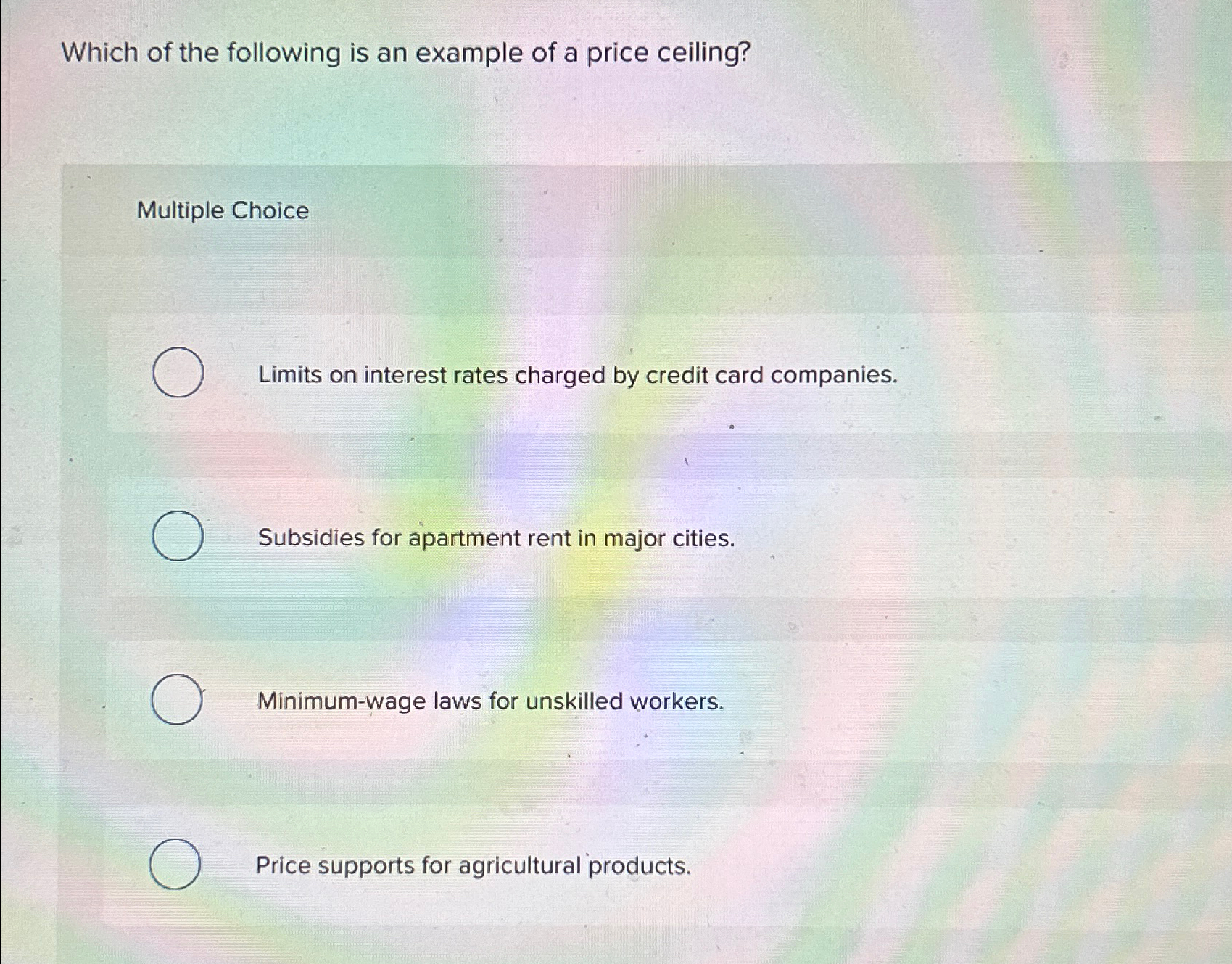 Solved Which of the following is an example of a price | Chegg.com