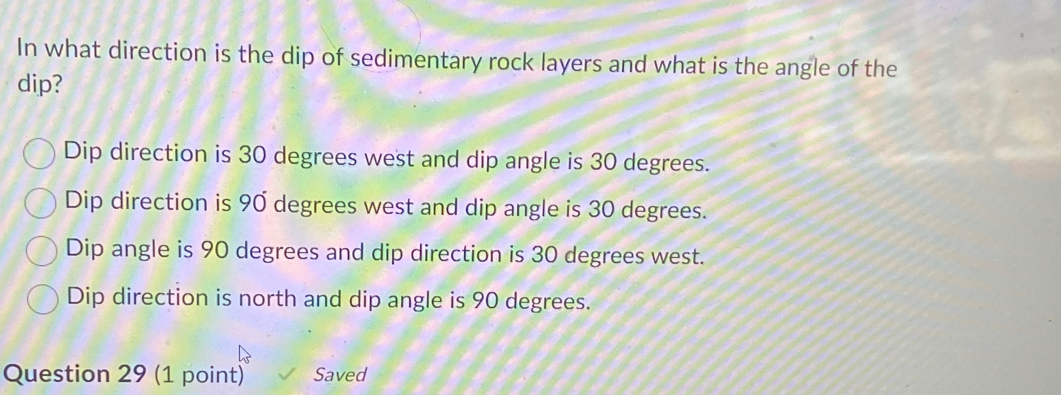 Solved In what direction is the dip of sedimentary rock | Chegg.com