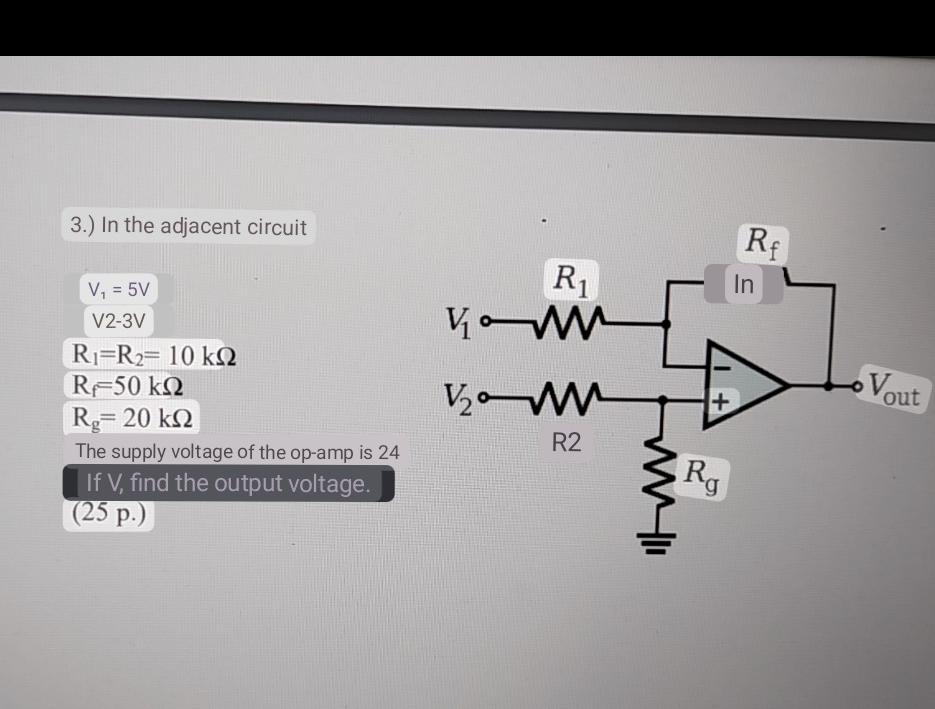 Solved 3.) In the adjacent circuit V1=5 V | Chegg.com