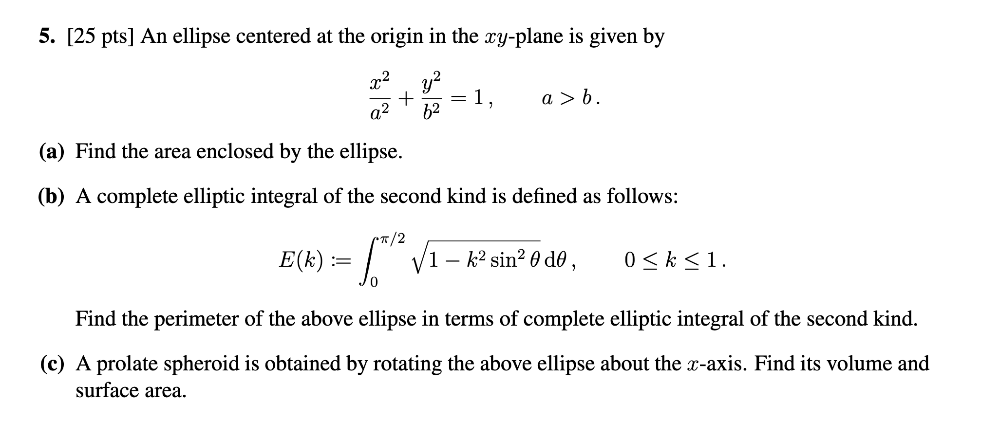 Solved [25 pts] An ﻿ellipse centered at ﻿the origin in ﻿the | Chegg.com