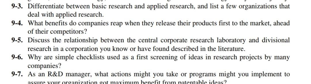 Solved 9-3. Differentiate between basic research and applied | Chegg.com