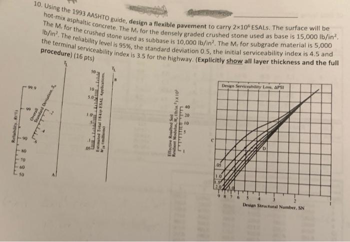 Solved 10. Using the 1993 AASHTO guide, design a flexible | Chegg.com