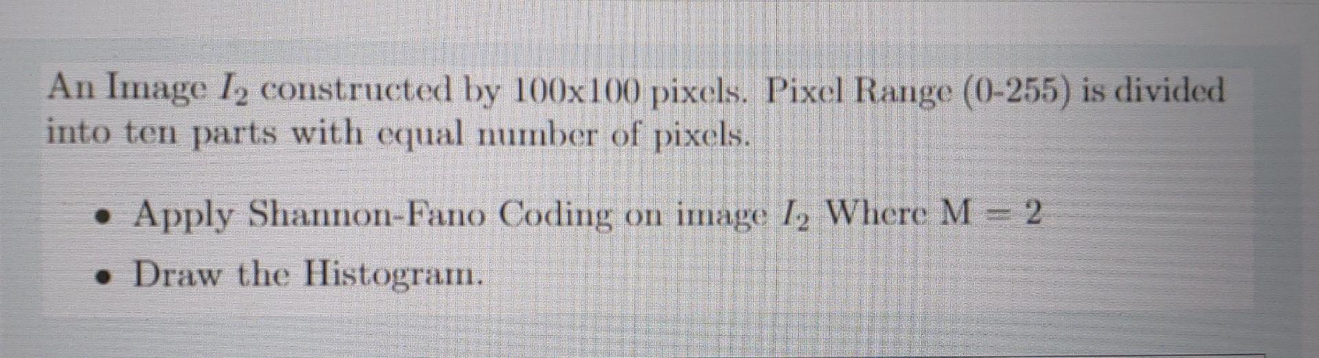 Solved An Image I, constructed by 100x100 pixels. Pixel | Chegg.com