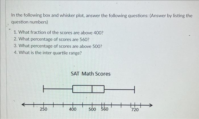 Solved In the following box and whisker plot, answer the | Chegg.com