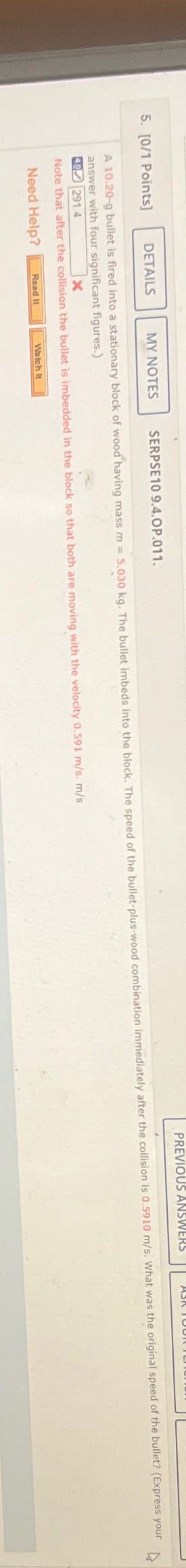 Solved [0/1 ﻿Points]SERPSE10 9.4.OP.011. ﻿answer with four | Chegg.com