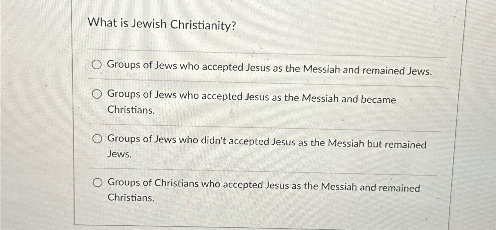 Solved What is Jewish Christianity?Groups of Jews who | Chegg.com