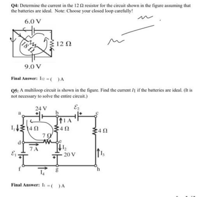 Solved Q4: Determine the current in the 12 resistor for the | Chegg.com