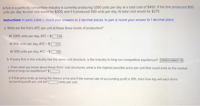 Solved A firm in a perfectly competitive industry is | Chegg.com