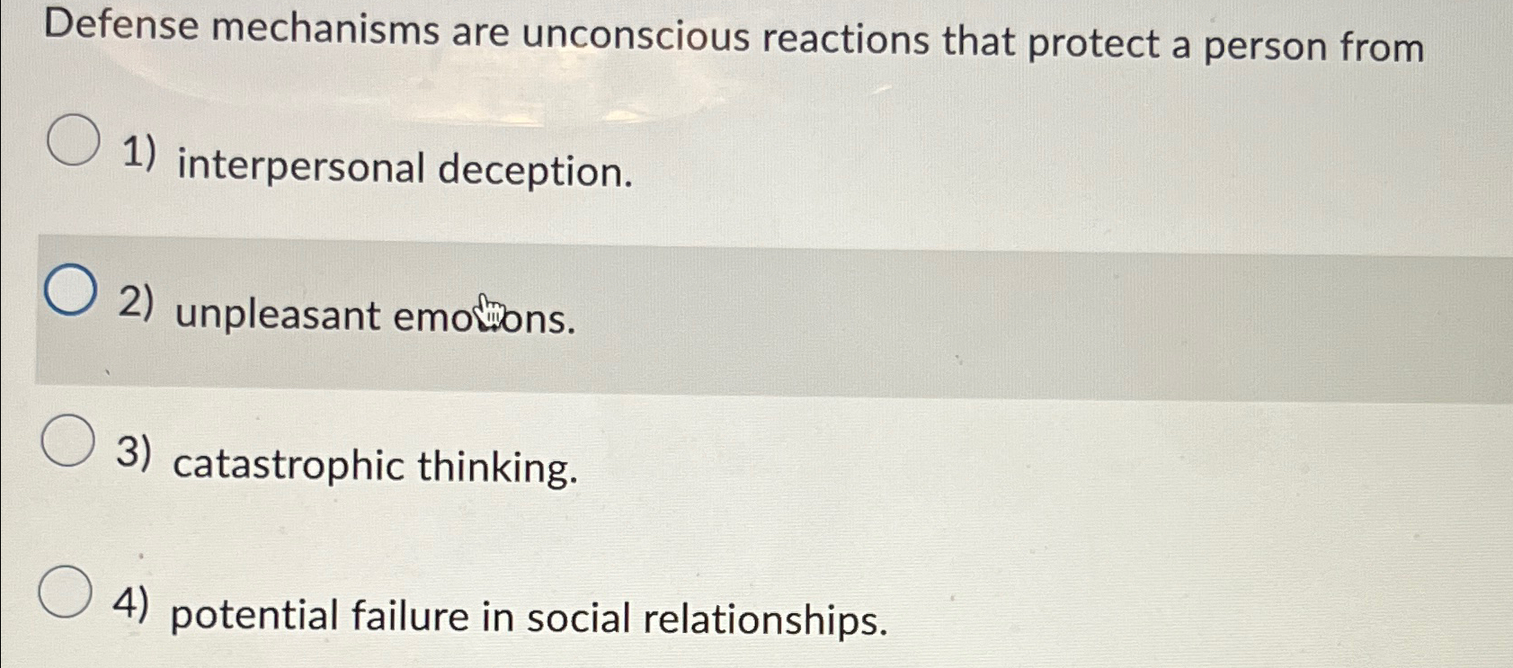 Solved Defense mechanisms are unconscious reactions that | Chegg.com