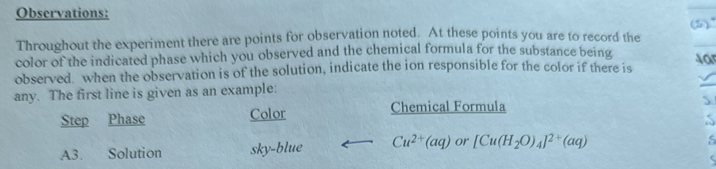 Solved Observations:Throughout the experiment there are | Chegg.com