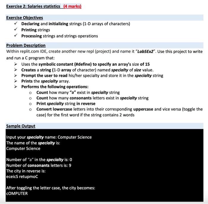 Solved Exercise 2: Salaries statistics (4 marks) Exercise | Chegg.com