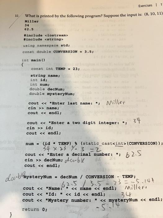 Solved Exercises 1 32 What is printed by the following | Chegg.com