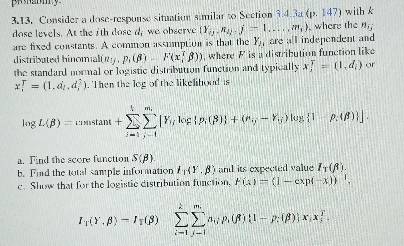 Solved 3.13. Consider a dose-response situation similar to | Chegg.com