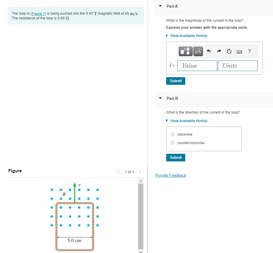 Solved The loop in (Figure 1) ﻿is being pushed into the | Chegg.com