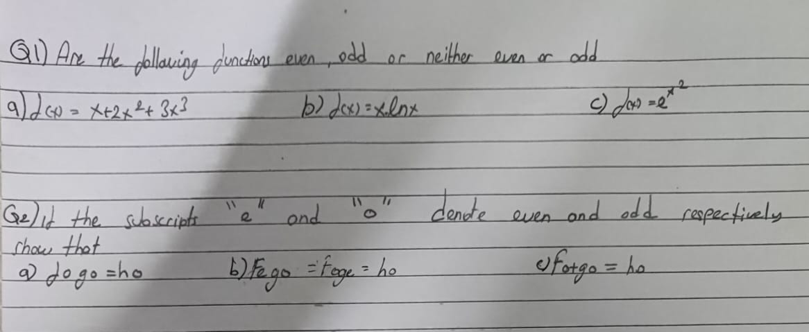 Solved Q1) ﻿Are the follaving function even, odd or neither | Chegg.com