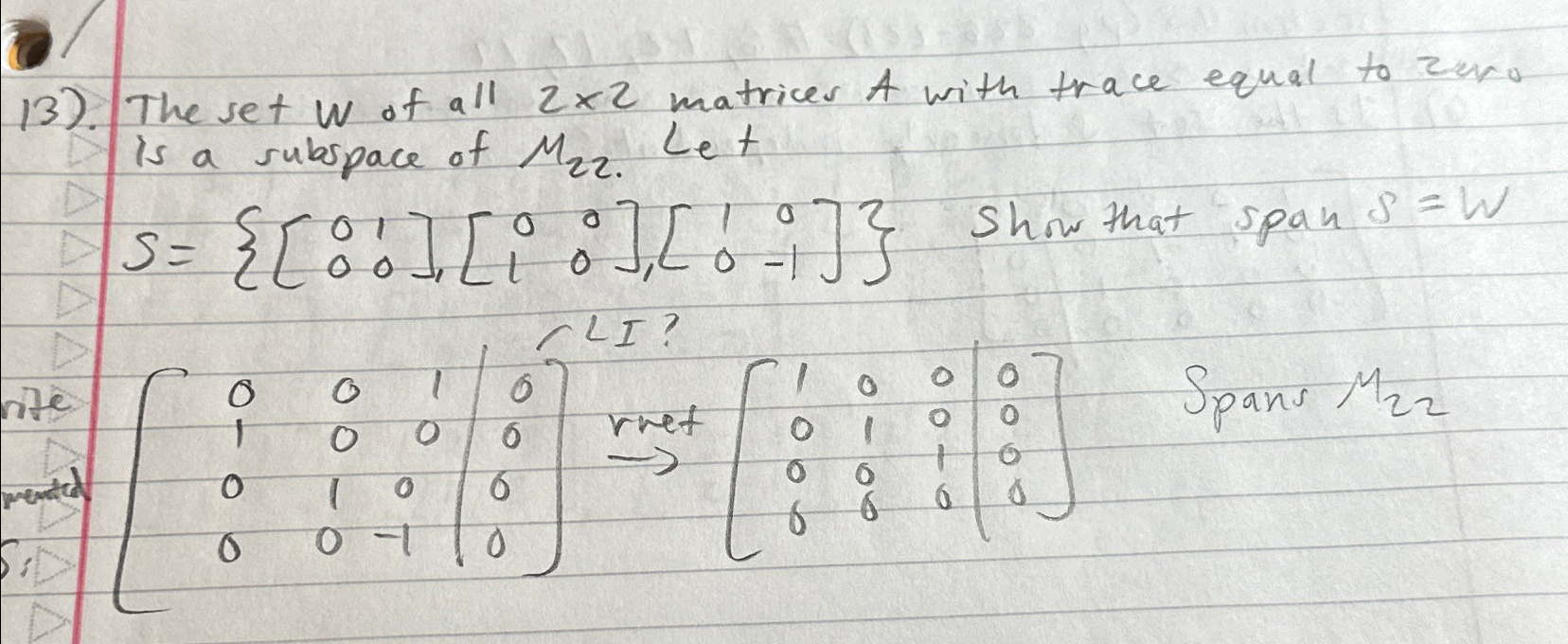Solved . ﻿The set w ﻿of all 2×2 ﻿matrices A with trace equal | Chegg.com