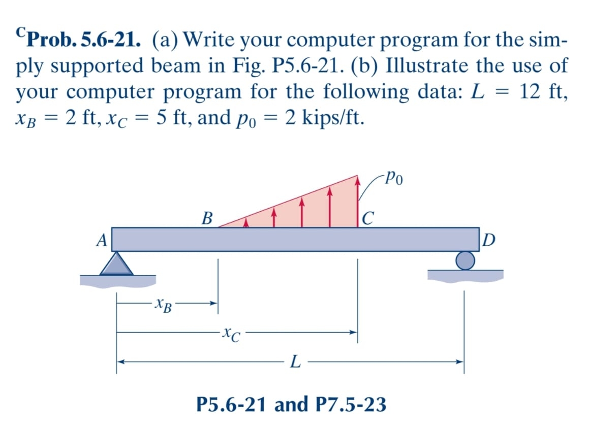 ?C ﻿Prob. 5.6-21. (a) ﻿Write your computer program | Chegg.com