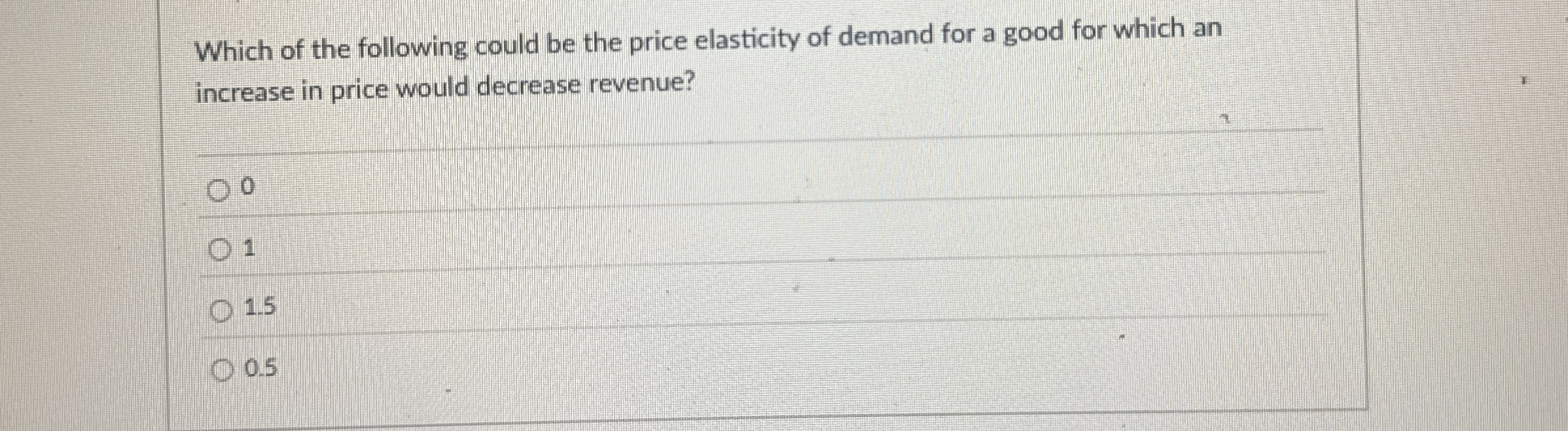 Solved Which of the following could be the price elasticity | Chegg.com
