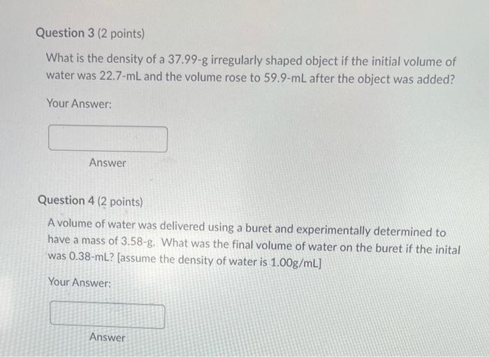 Solved What is the density of a 37.99-g irregularly shaped | Chegg.com