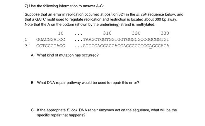 7) Use the following information to answer A-C: | Chegg.com