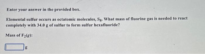 Solved Enter your answer in the provided box. Elemental | Chegg.com
